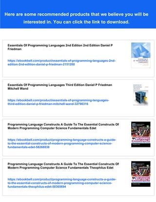 Essentials Of Programming Languages Daniel P Friedman Mitchell Wand | PDF