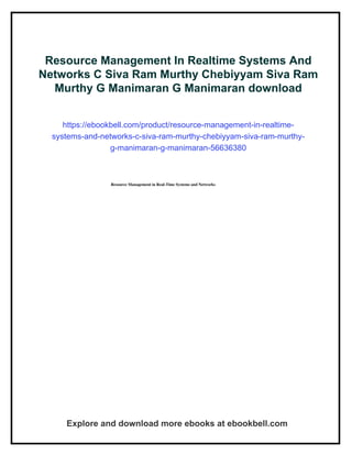 Resource Management In Realtime Systems And Networks C Siva Ram Murthy ...