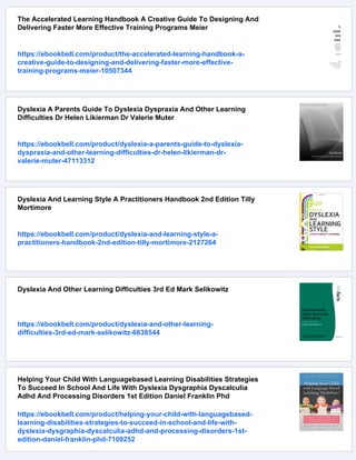 Dyslexia Learning And The Brain Rod Nicolson Angela Fawcett | PDF