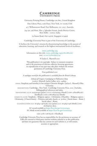 Simplicity And Humility In Late Antique Christian Thought Elites And The Challenges Of Apostolic ...