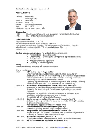 CV Peter G Harboe | PDF