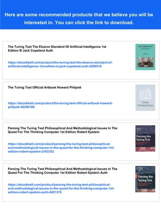 The Turing Test Verbal Behavior As The Hallmark Of Intelligence Stuart ...