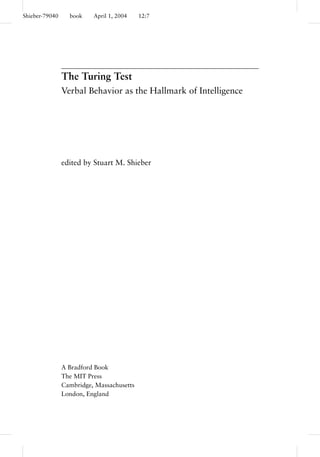 The Turing Test Verbal Behavior As The Hallmark Of Intelligence Stuart ...
