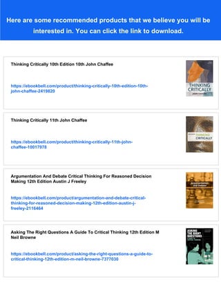 Thinking Critically 12th Edition 12th John Chaffee | PDF