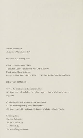 Aesthetics Of Installation Art Juliane Rebentisch | PDF