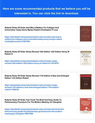Roberts Rules Of Order Henry M Robert Iii | PDF