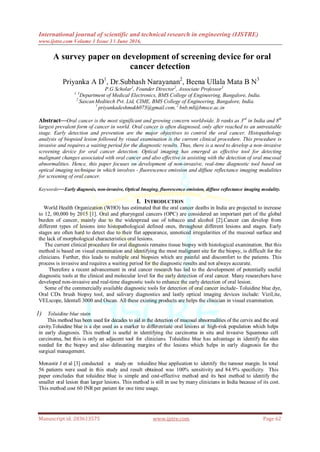 A survey paper on development of screening device for oral cancer ...