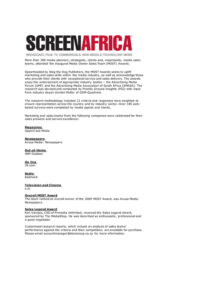 AVUSA WINS MOST AWARDS | DOCX