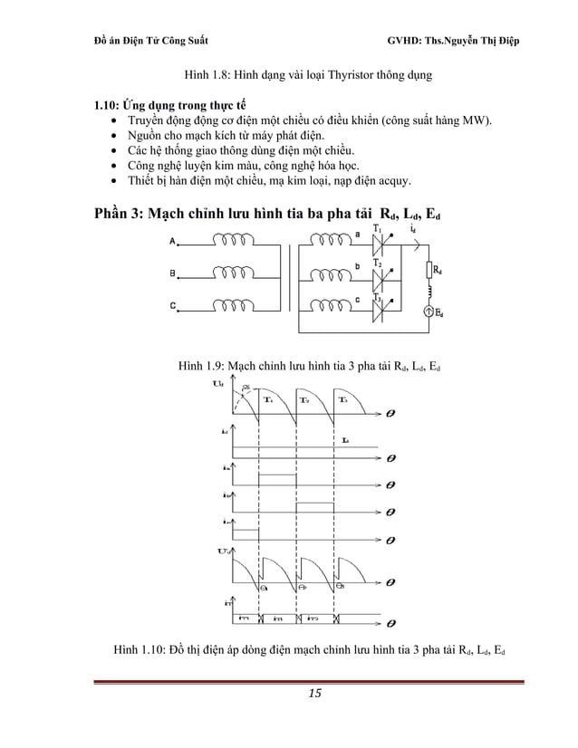 Đồ án điện tử công suất: Thiết kế bộ chỉnh lưu hình tia ba pha | PDF