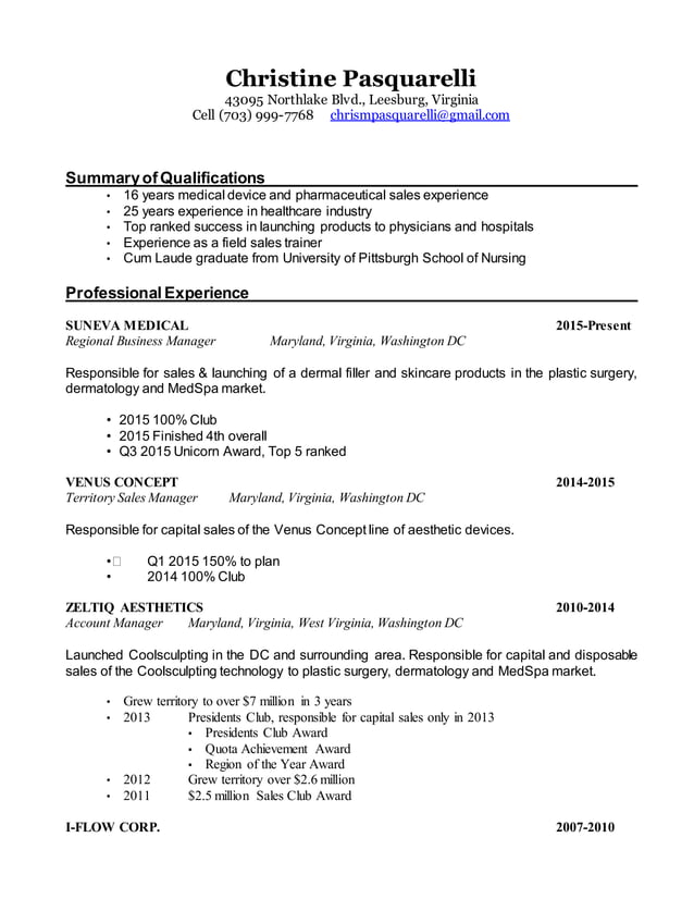 ChrisPasquarelliResume5-16 | DOCX | Healthcare Industry | Industries