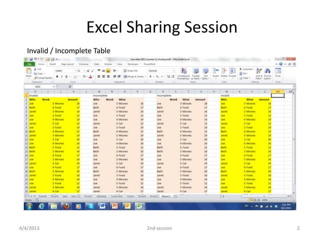 Excel Sharing Session 2 | PPT