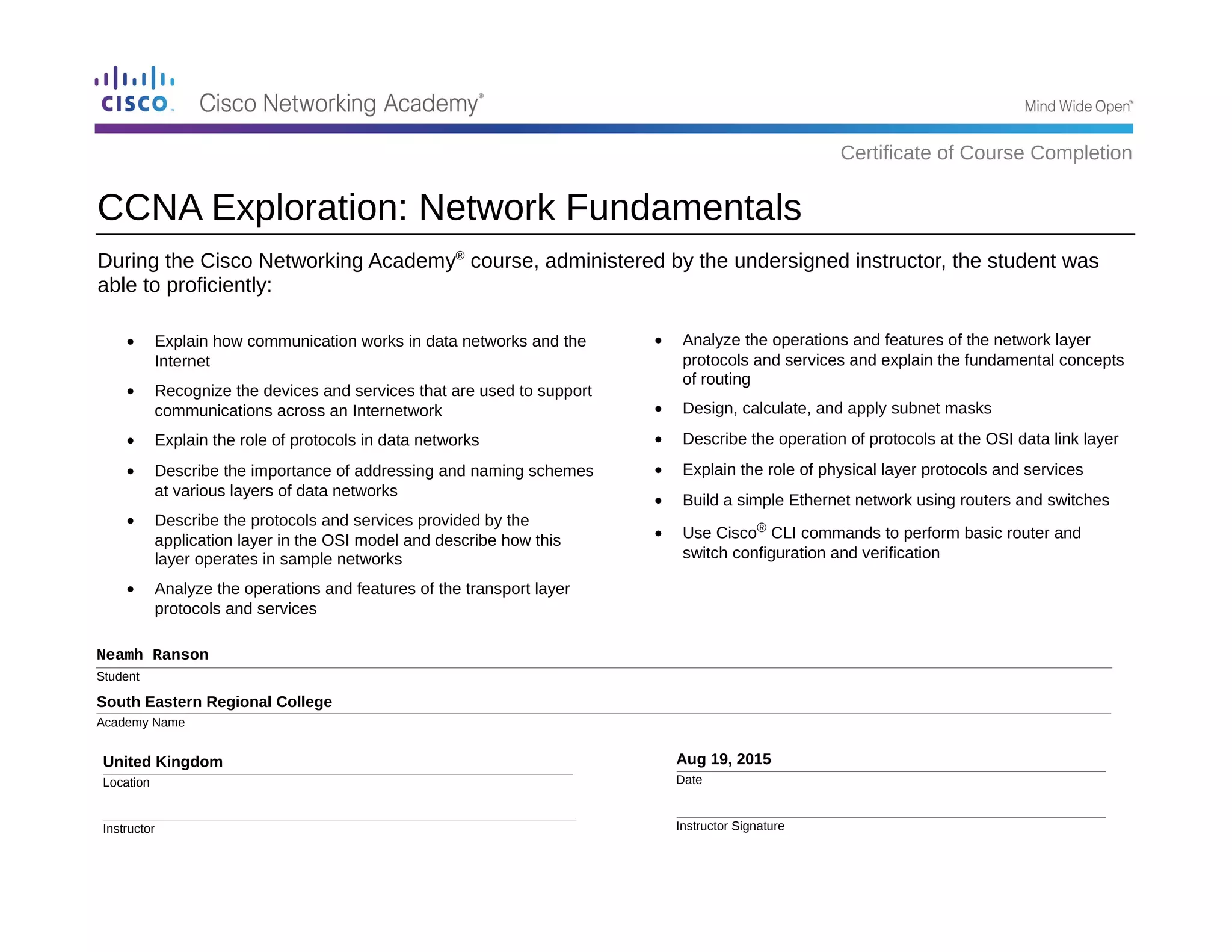 CCNA 1 cert | PDF