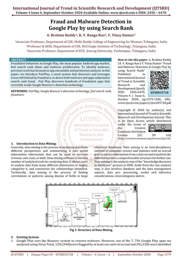 Fraud and Malware Detection in Google Play by using Search Rank | PDF