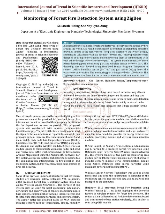 Monitoring Of Forest Fire Detection System Using Zigbee Pdf