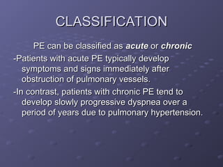 Pulmonary embolism for tb chest students | PPT | Free Download