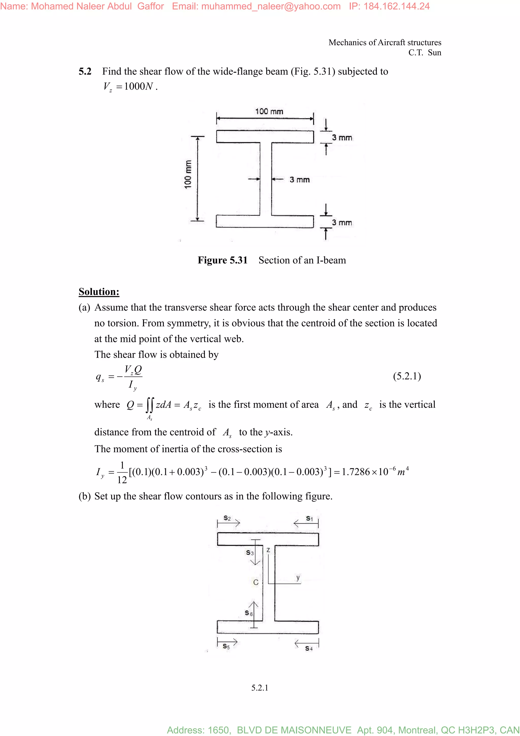 Mechanics of Aircraft Structures solution manual C.T. Sun 2nd ed | PDF