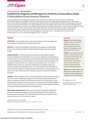 Guidelines For Diagnosis And Management Of Infective Endocarditis In Adults Emily G Mcdonald | PDF