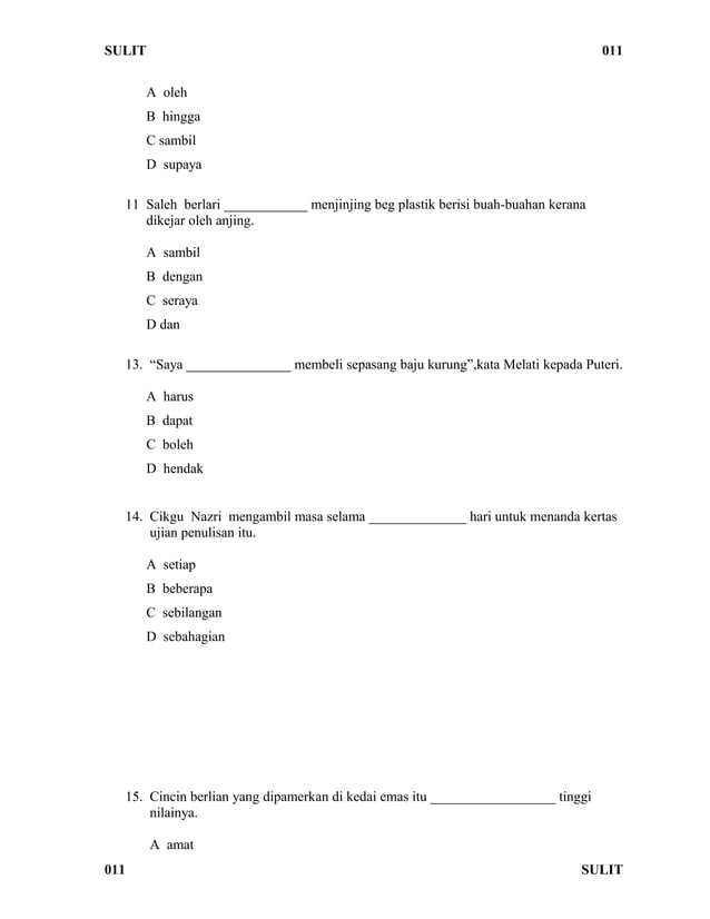 28443119 soalan-bm-bahasa-melayu-pemahaman-tahun-4 | DOC