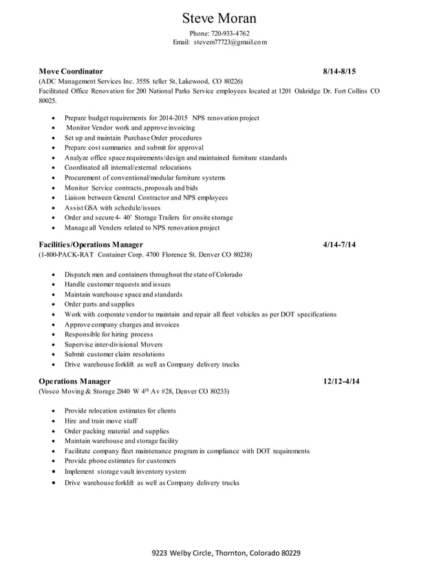 Steve's Resume 10-1-15 (2) | PDF