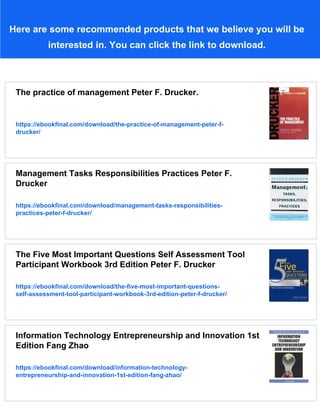 Innovation and Entrepreneurship Peter F. Drucker | PDF
