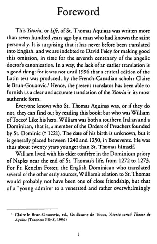 Life Of St Thomas Aquinas Guilelmus De Tocco William Of Tocco | PDF