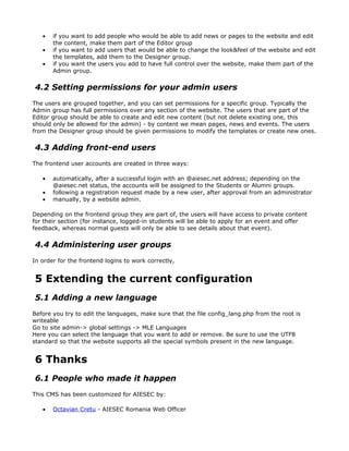 AIESEC CMS - User guide | DOC | Web Development | Internet