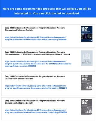 Endocrine Selfassessment Program Questions Answers Discussions Esap ...