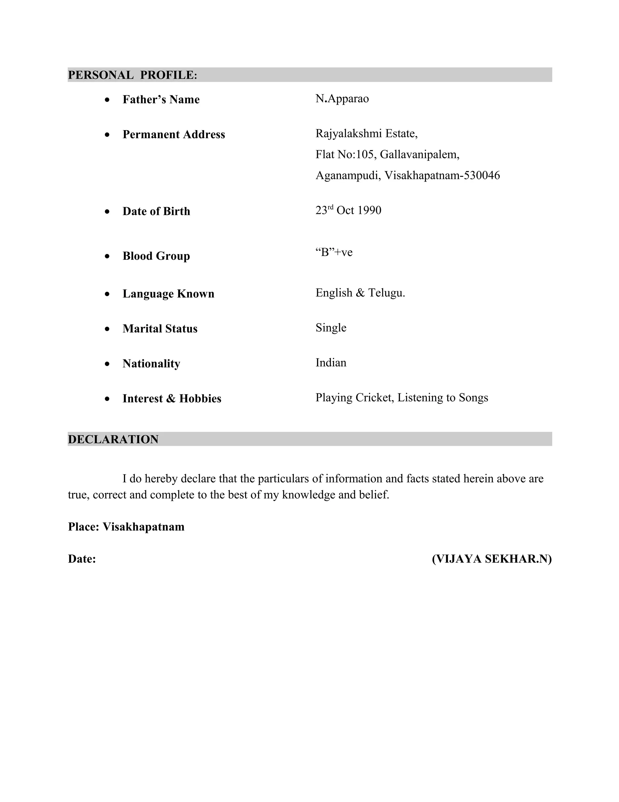 Vijaya Sekhar Safety Resume | DOC