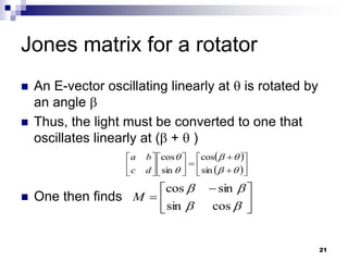 Jones matrix for polarization both vertal and horizental | PPT