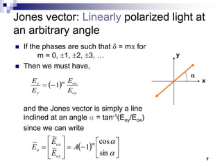 Jones matrix for polarization both vertal and horizental | PPT