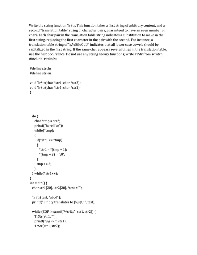 Write The String Function Trstr This Function Takes A First String Of Arbitrary Content And A 0152