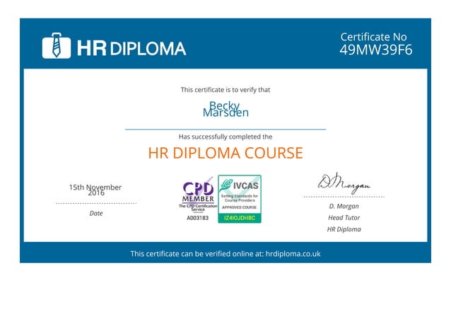 HR Diploma Certificate | PPT