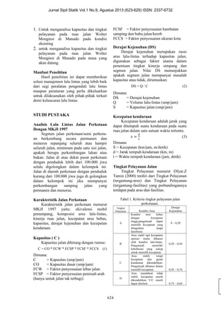analisa kapasitas dan tingkat pelayanan. | PDF
