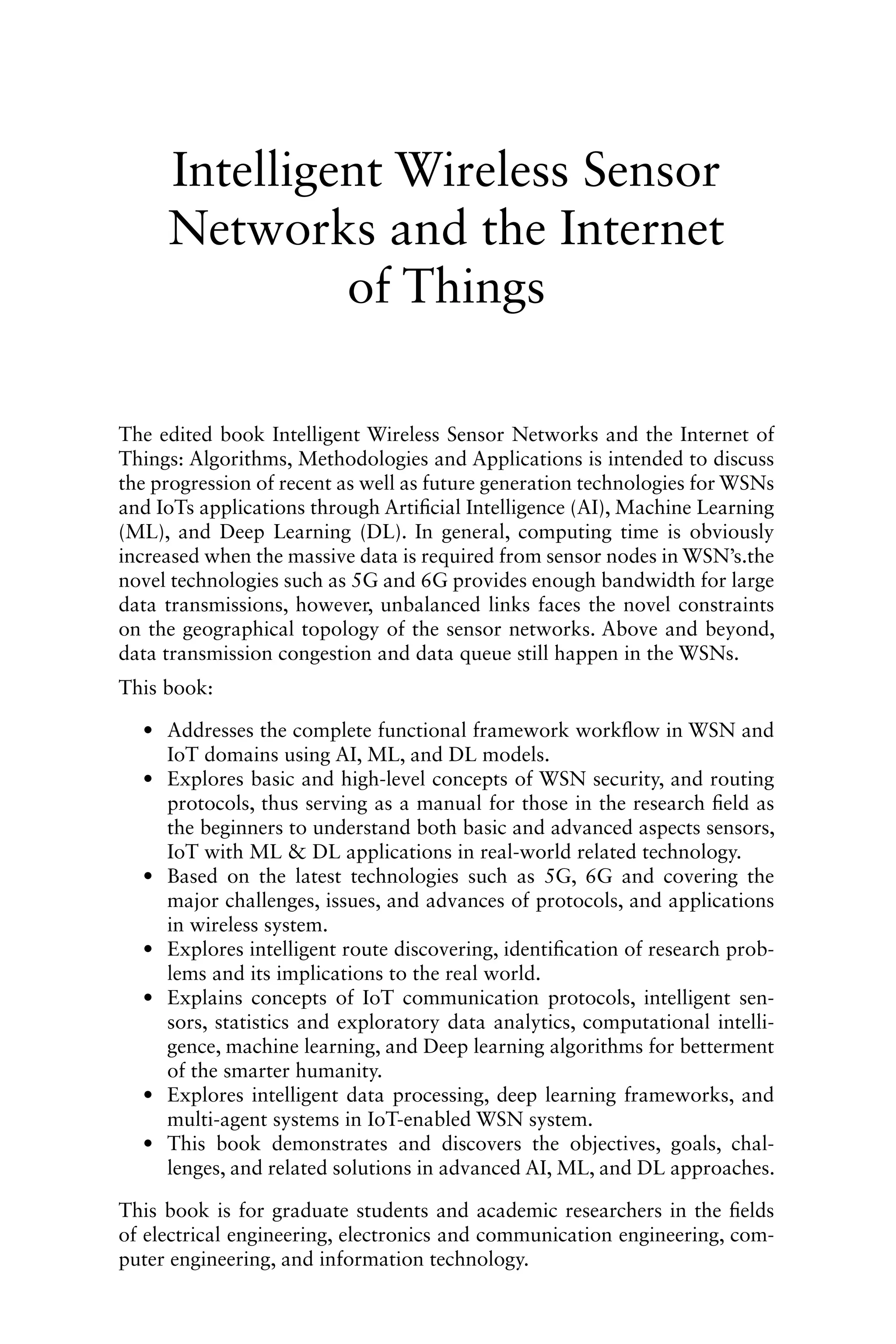 Intelligent Wireless Sensor Networks And The Internet Of Things ...