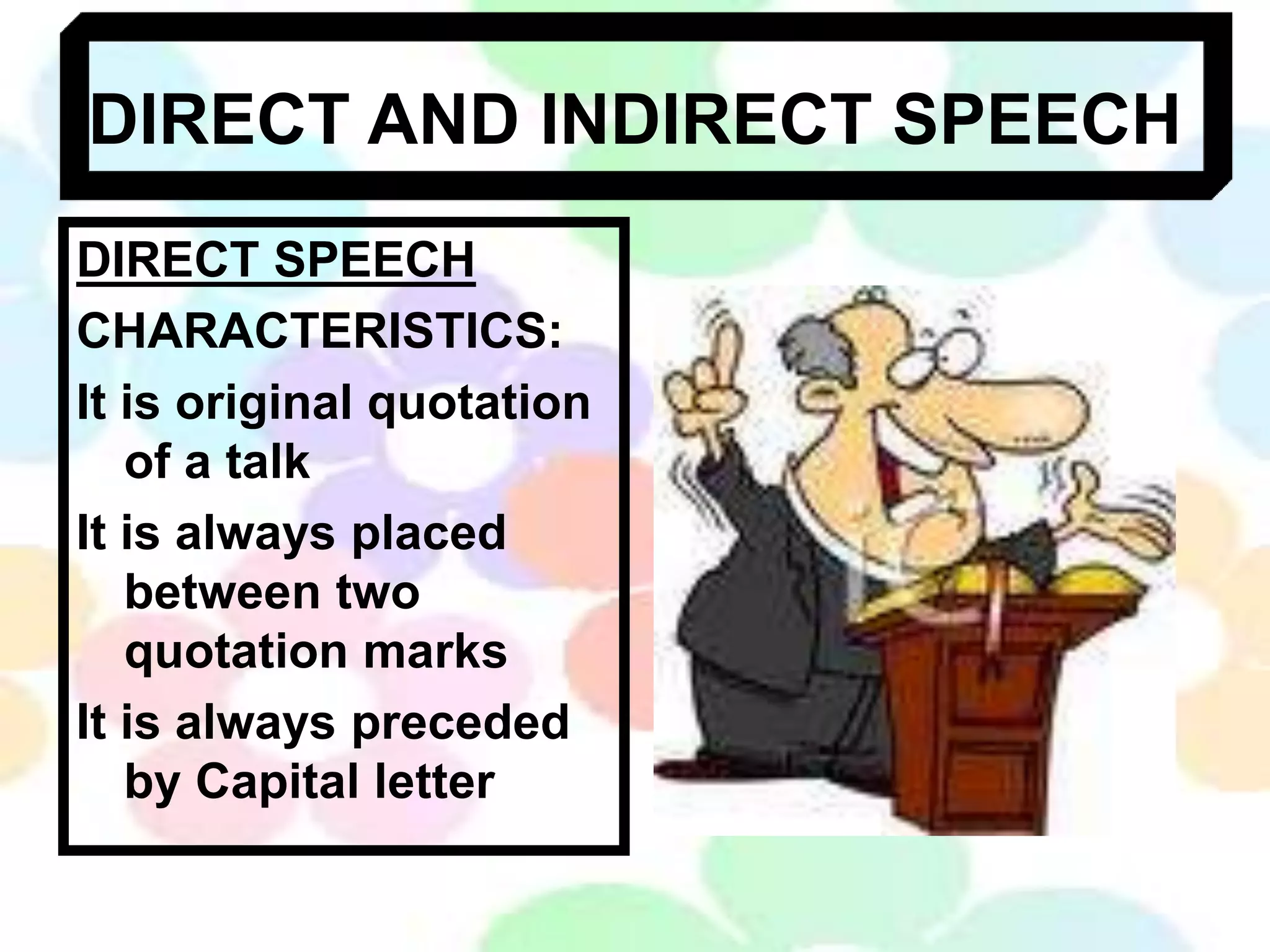 Direct and Indirect Speech | PPT | Free Download
