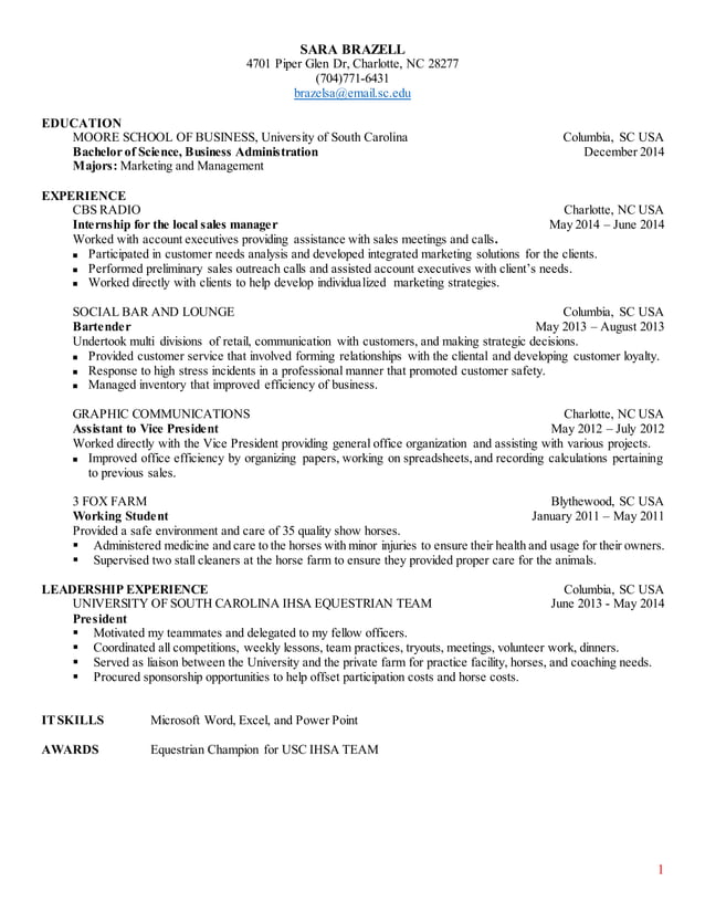 Sara Brazell resume IIII | PDF