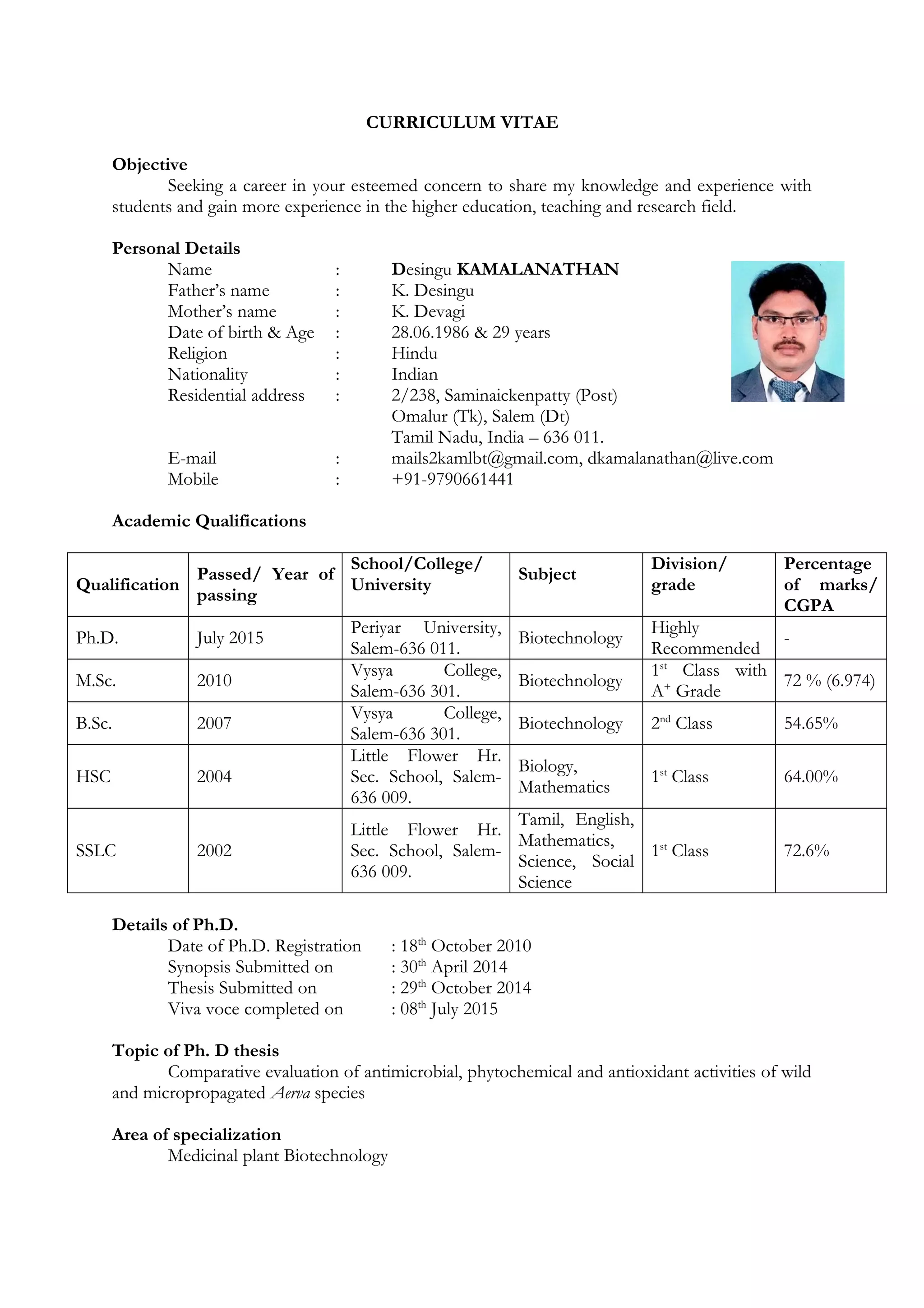Kamal Academic CV | DOC