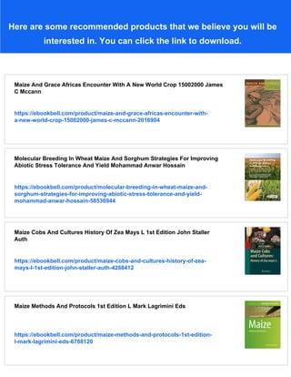 Maize And Grace Africas Encounter With A New World Crop 15002000 James ...