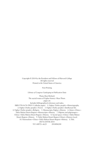 The Sacred Routes Of Uyghur History Rian Thum | PDF