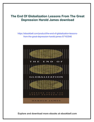 The End Of Globalization Lessons From The Great Depression Harold James ...