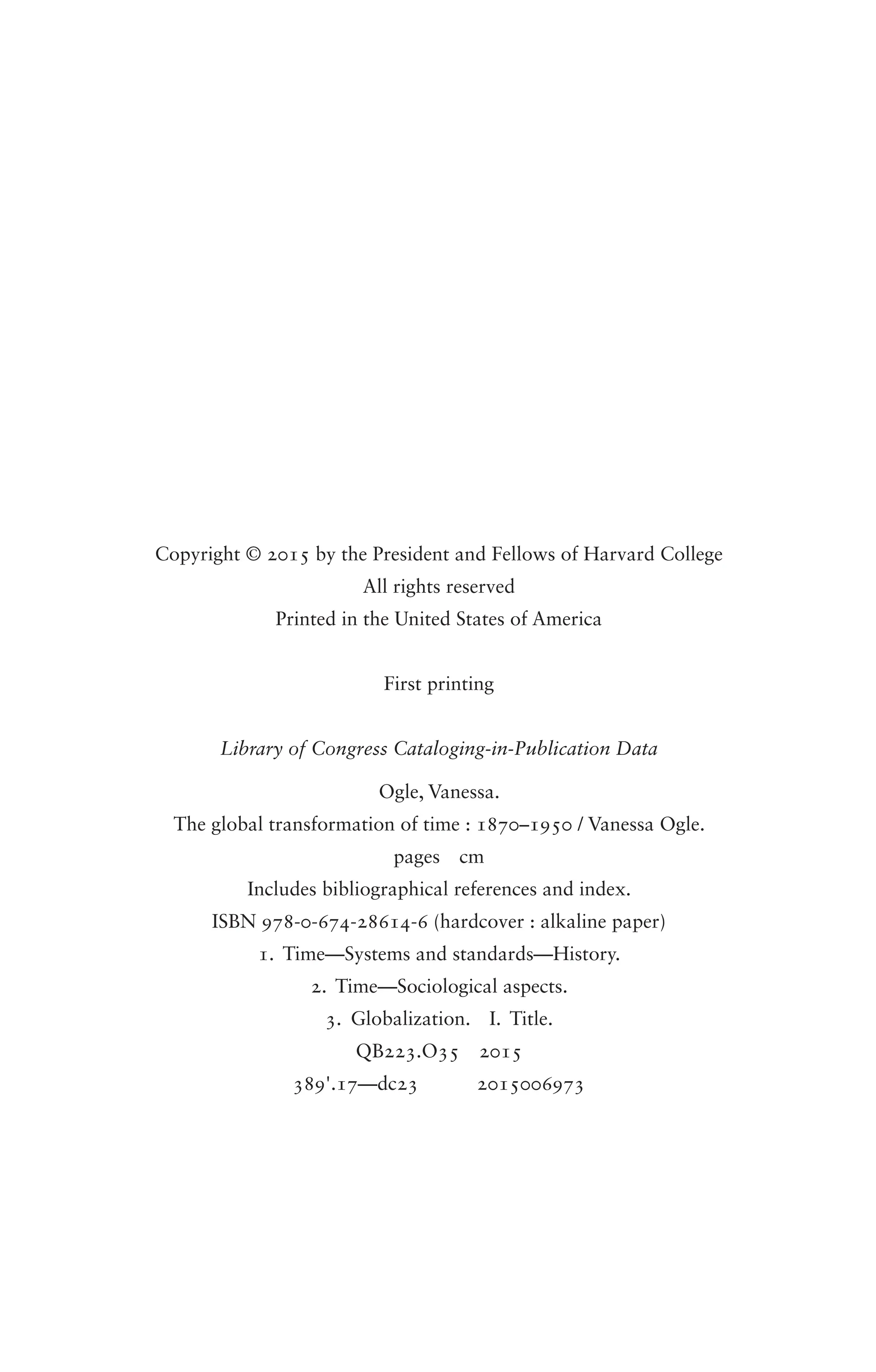 The Global Transformation Of Time 18701950 Vanessa Ogle | PDF