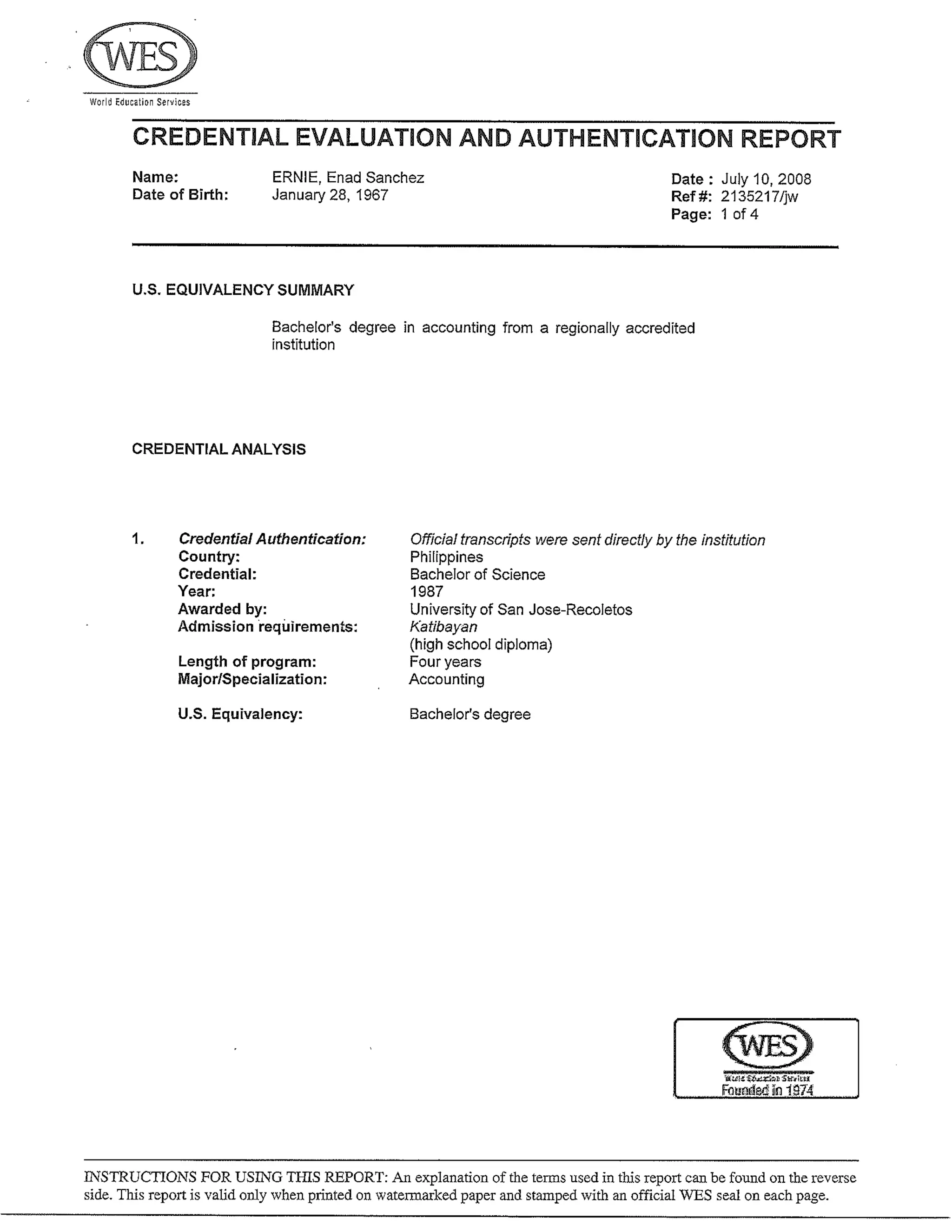 WES DEGREE EVALUATION | PDF
