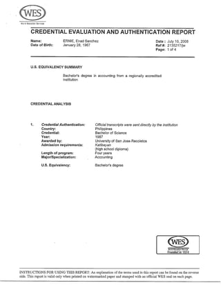 WES DEGREE EVALUATION | PDF