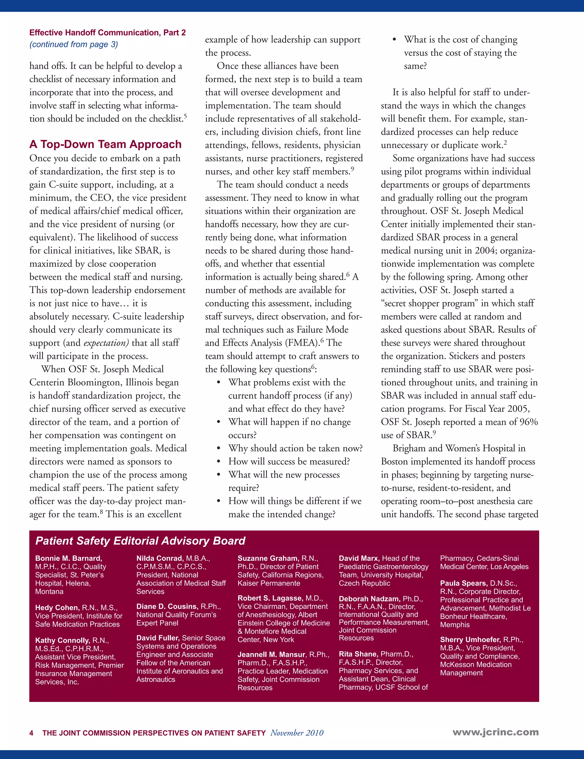 Joint Commission- SBAR Pt2- Dec10 copy | PDF