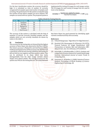 Classification of Mango Fruit Varieties using Naive Bayes Algorithm | PDF