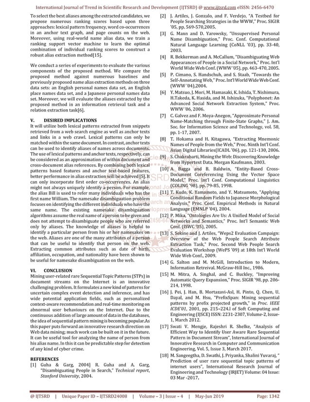 Identification of User Aware Rare Sequential Pattern in Document Stream An Overview | PDF