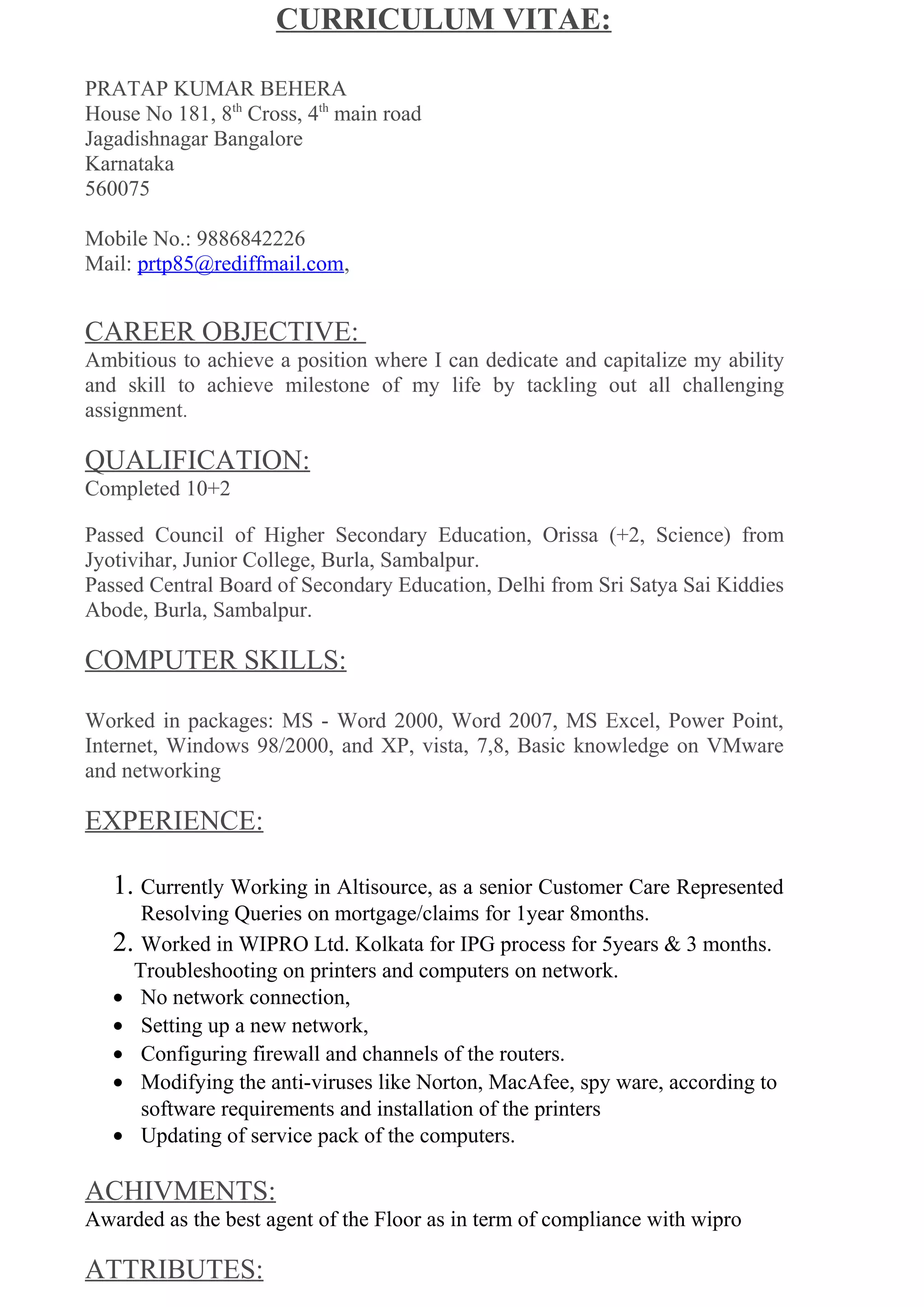 CURRICULUM_VITAE_of_pratap | DOC