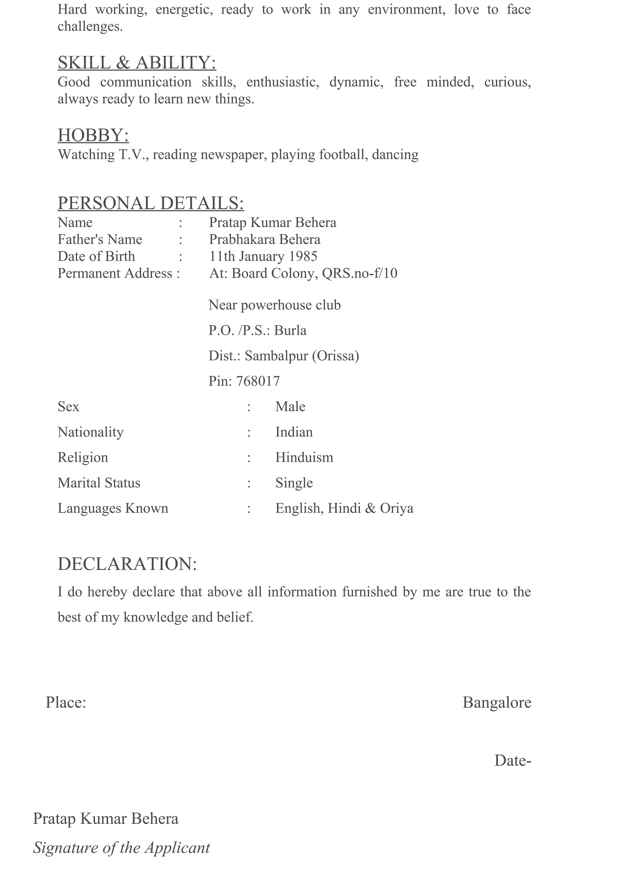 CURRICULUM_VITAE_of_pratap | DOC