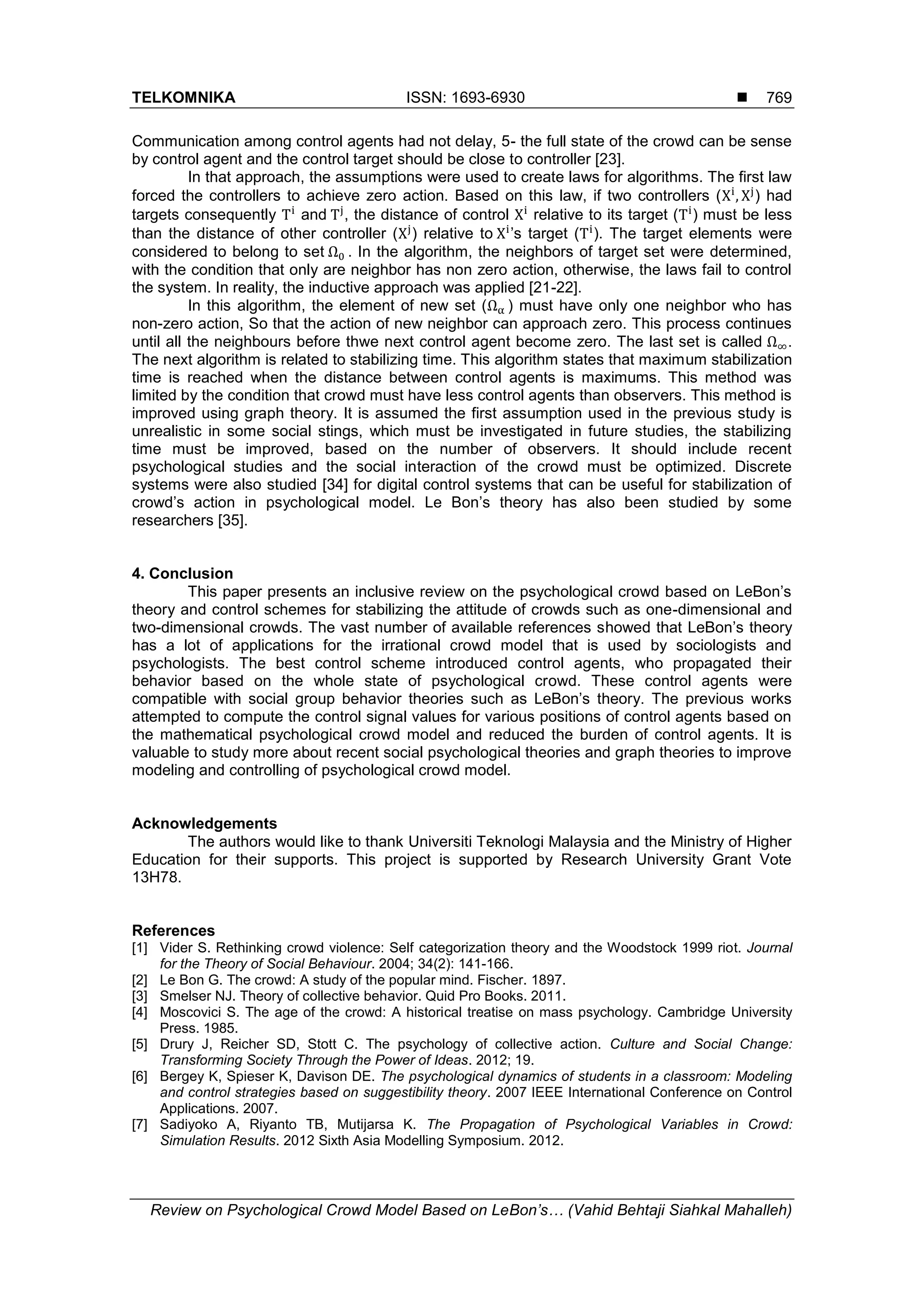 Review on Psychological Crowd Model Based on LeBon’s Theory | PDF