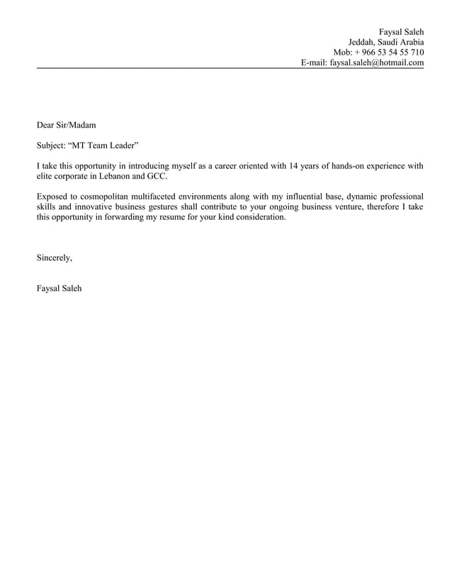 Faysal Saleh 27s Cv Pdf